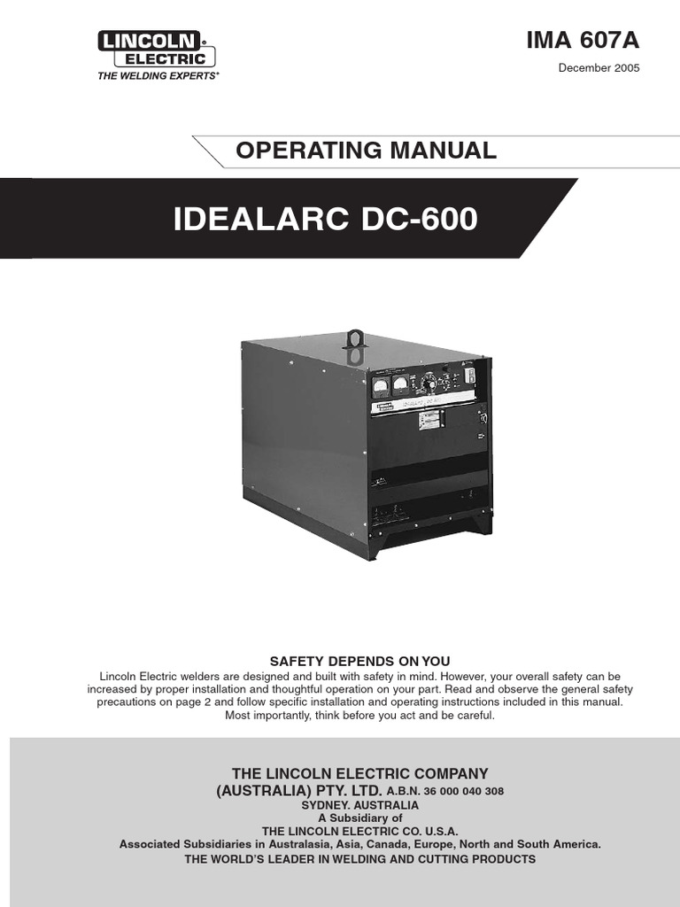 Lincoln Operatingmanual Idealarcdc-600 | PDF | Welding | Construction