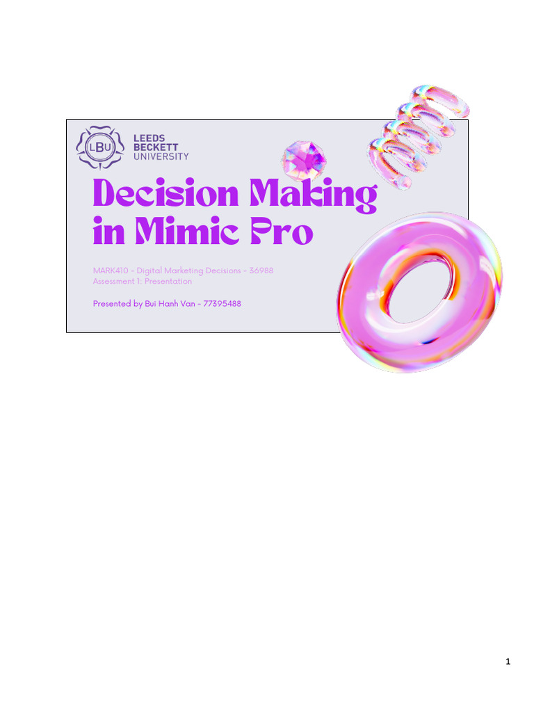 Decisions Making in Mimic Pro - ASS1 - Bui Hanh Van | PDF | Search ...