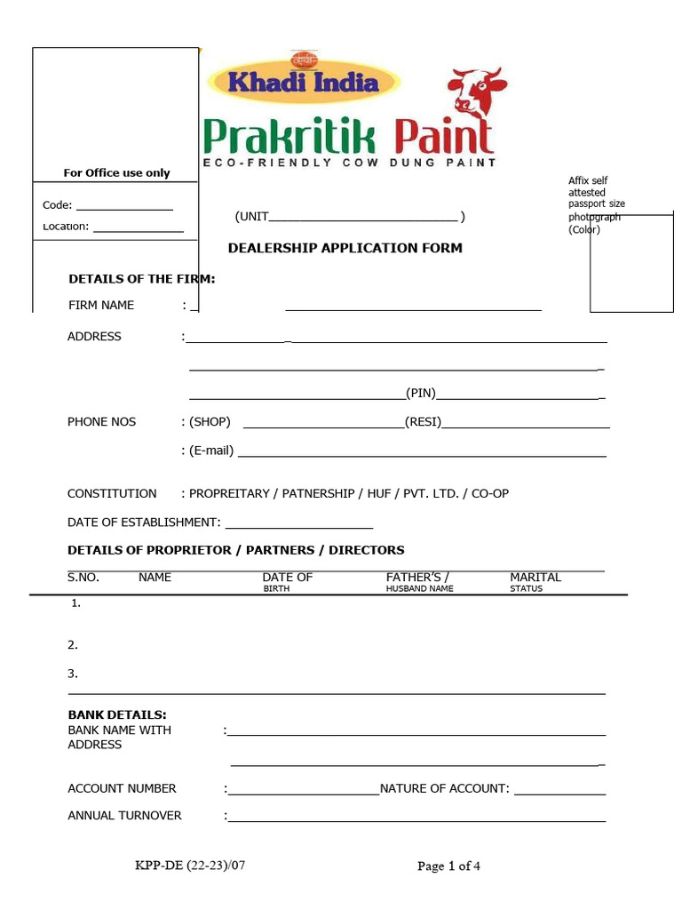 New Dealer Application Form | PDF