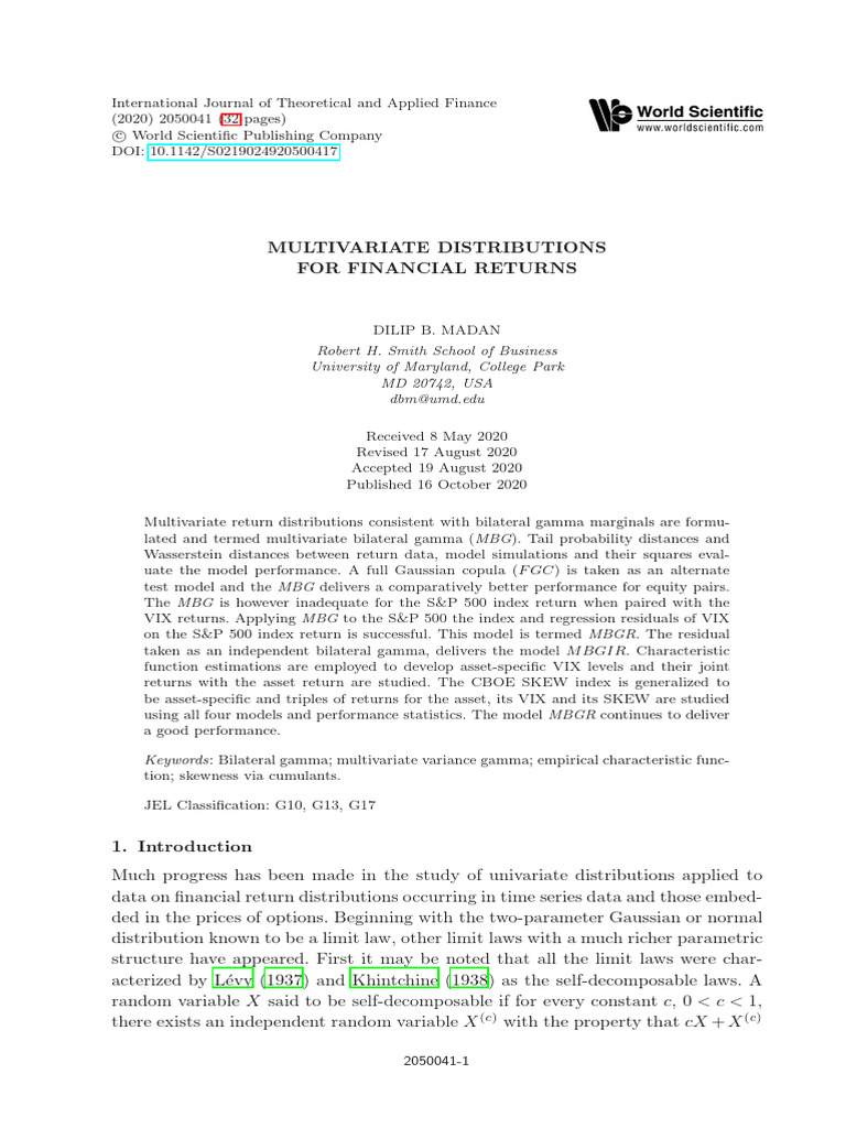Madan 2020 | PDF | Vix | Normal Distribution
