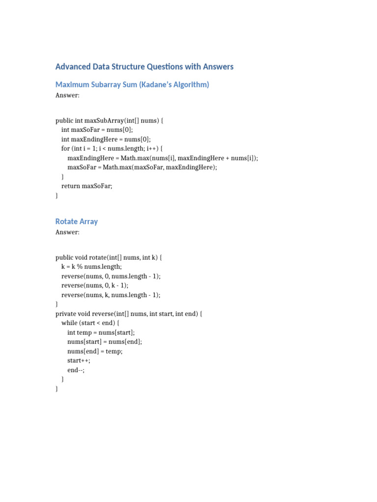 Advanced DS Questions With Answers | PDF