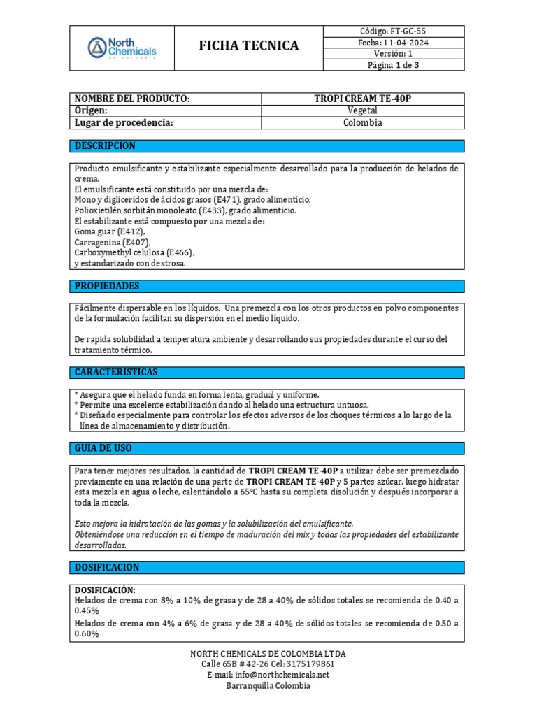 FT Tropi Cream Te-40p | PDF | Nuez