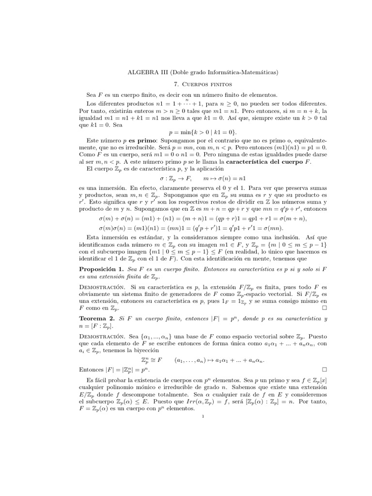 Tema 7 | PDF | Álgebra abstracta | Álgebra