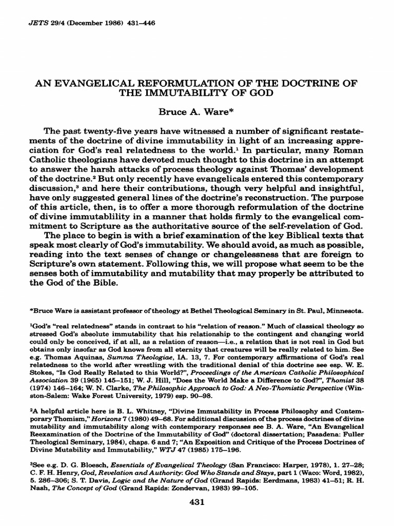 Reformulating God's Immutability Doctrine | PDF | Thomism | Theology