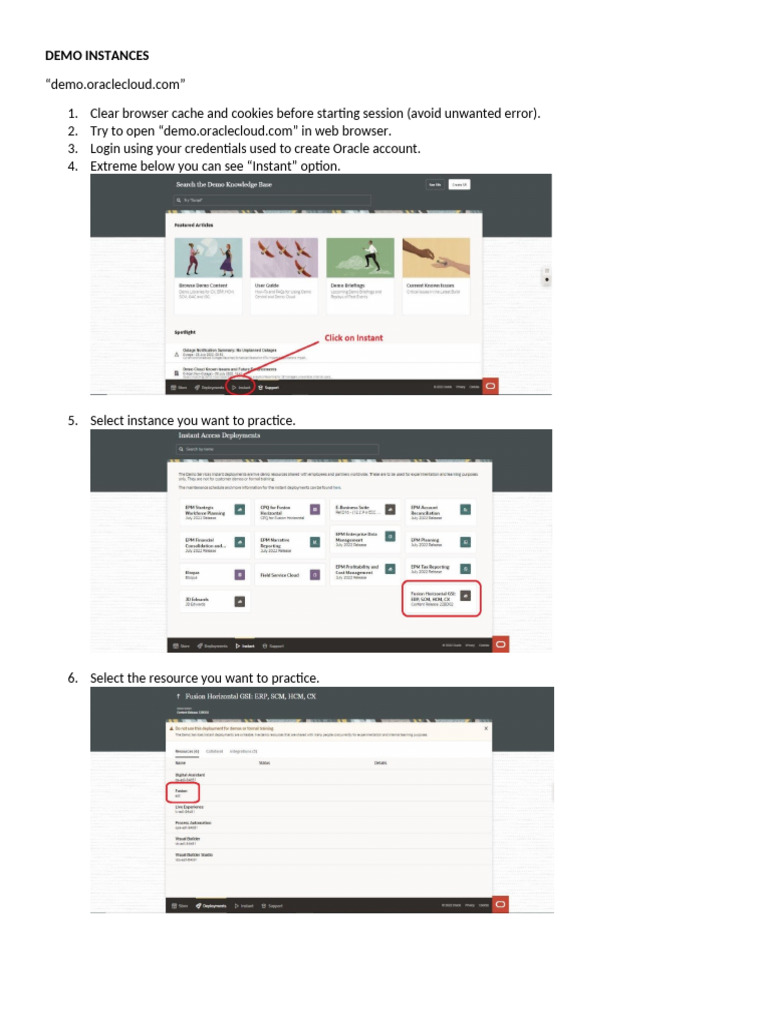 Oracle Cloud Demo Instance | PDF