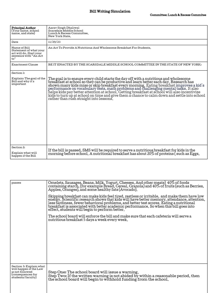 Bill Writing Simulation | PDF | Nutrition | Diet & Nutrition