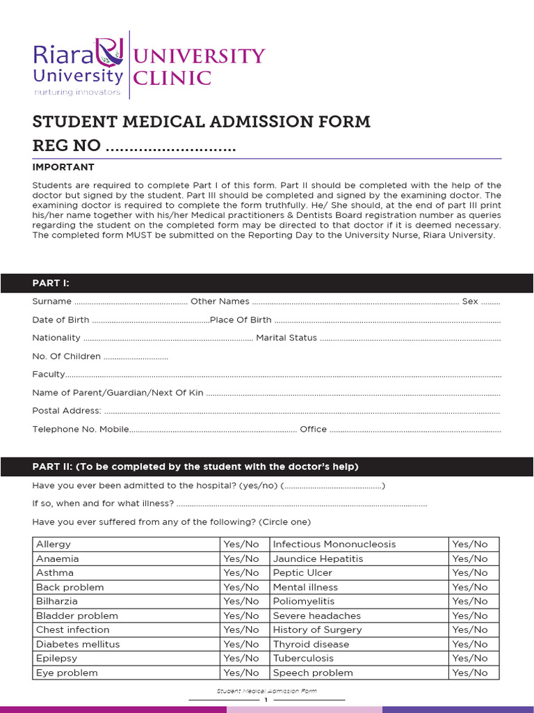 Ru Student Medical Form | PDF | Medical Specialties | Human Diseases ...