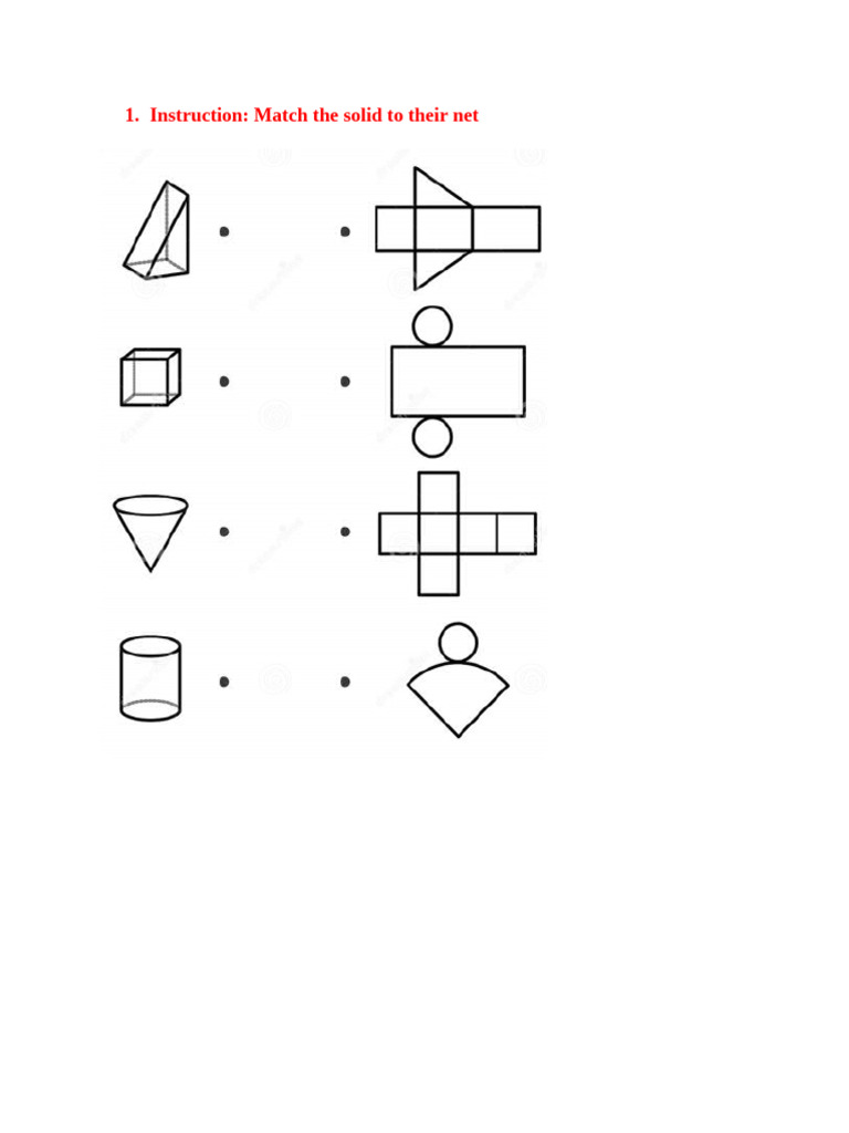 Form 1 Worksheet on Matching Solids to Nets (1) | PDF