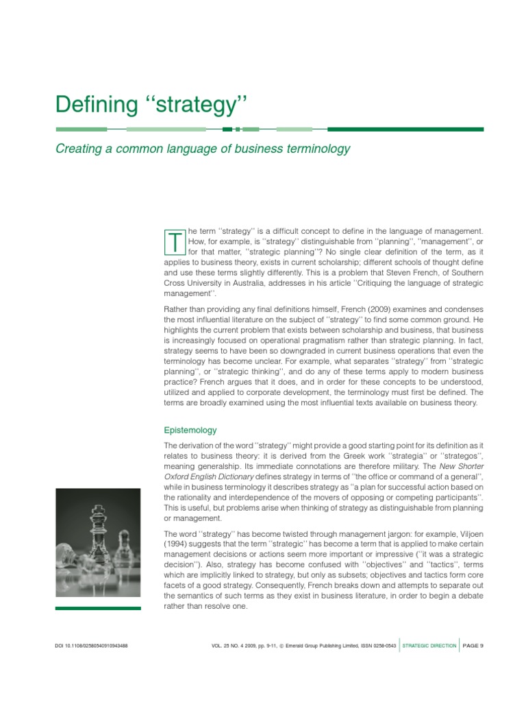 Defining "Strategy" | PDF | Strategic Management | Theory