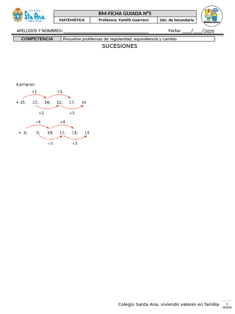 FICHA GUIADA No. 5 Sucesiones | PDF