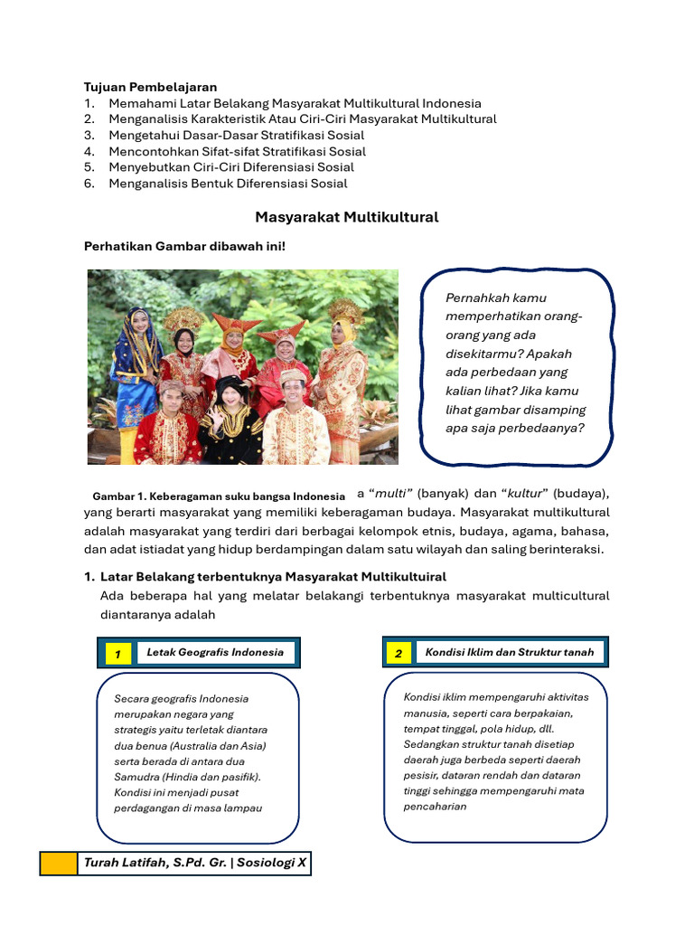 Latar Belakang Masyarakat Multikultural | PDF