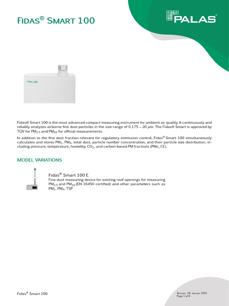 Fidas Smart100 en Datasheet | PDF | Particulates | Calibration