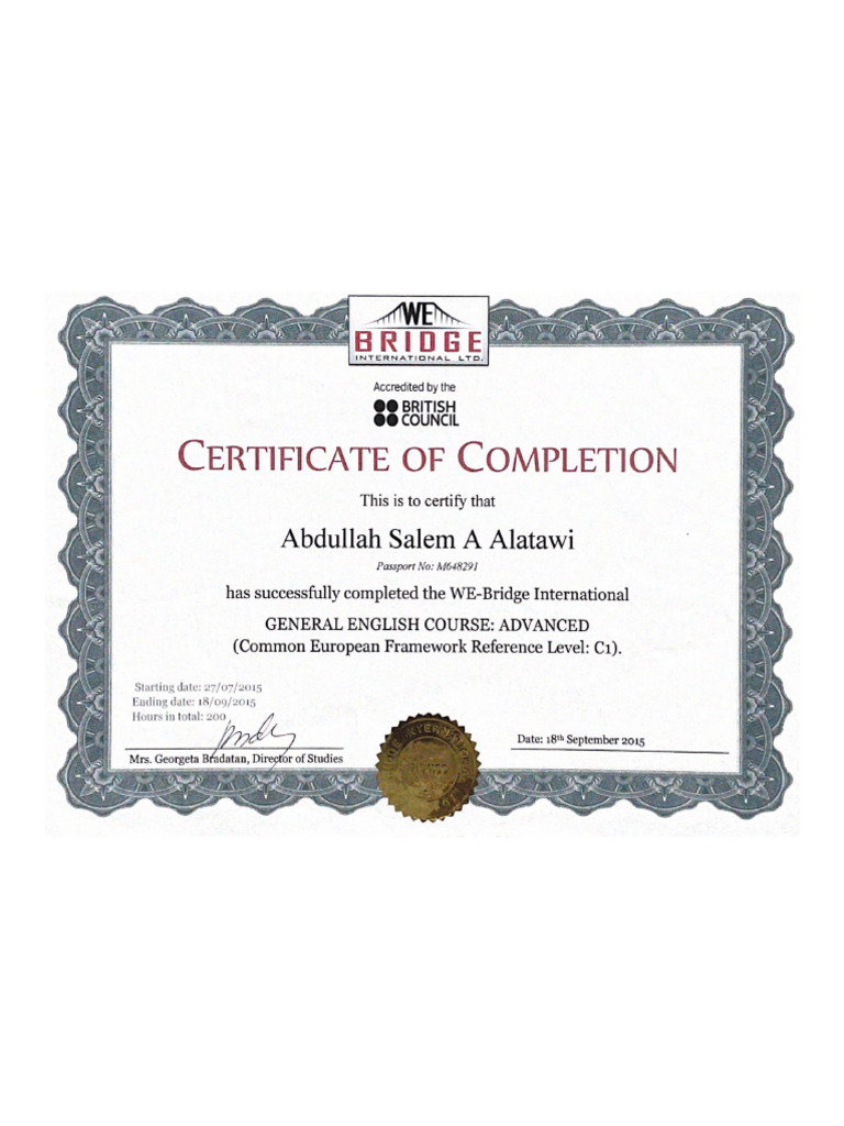 Certificate of Engilsh Languges | PDF