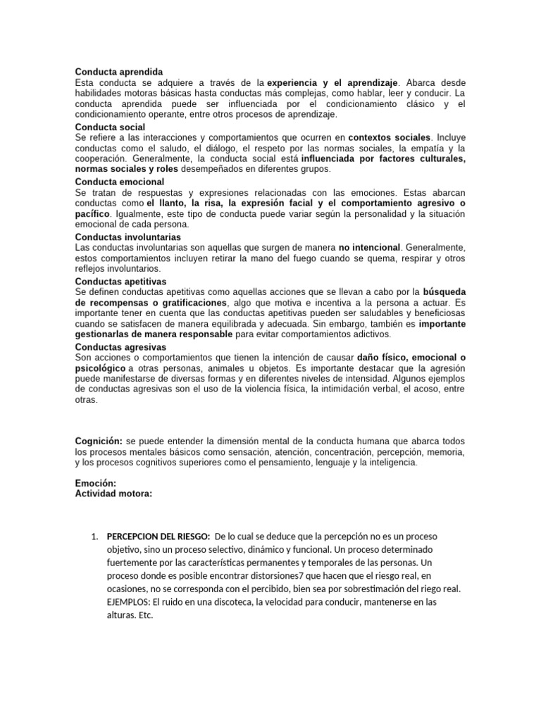 Ejemplos de conducta aprendida | PDF | Comportamiento | Las emociones