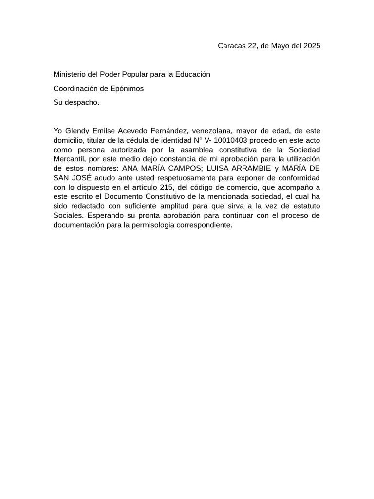 Documento Solicitud Epónimo | PDF