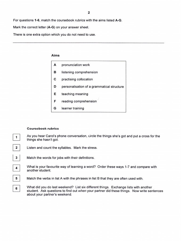 TKT Module 2 Exam - 1 | PDF