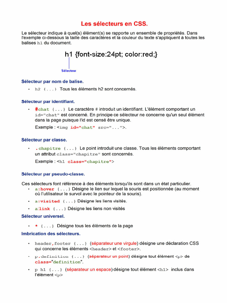 1-Les selecteur en css | PDF