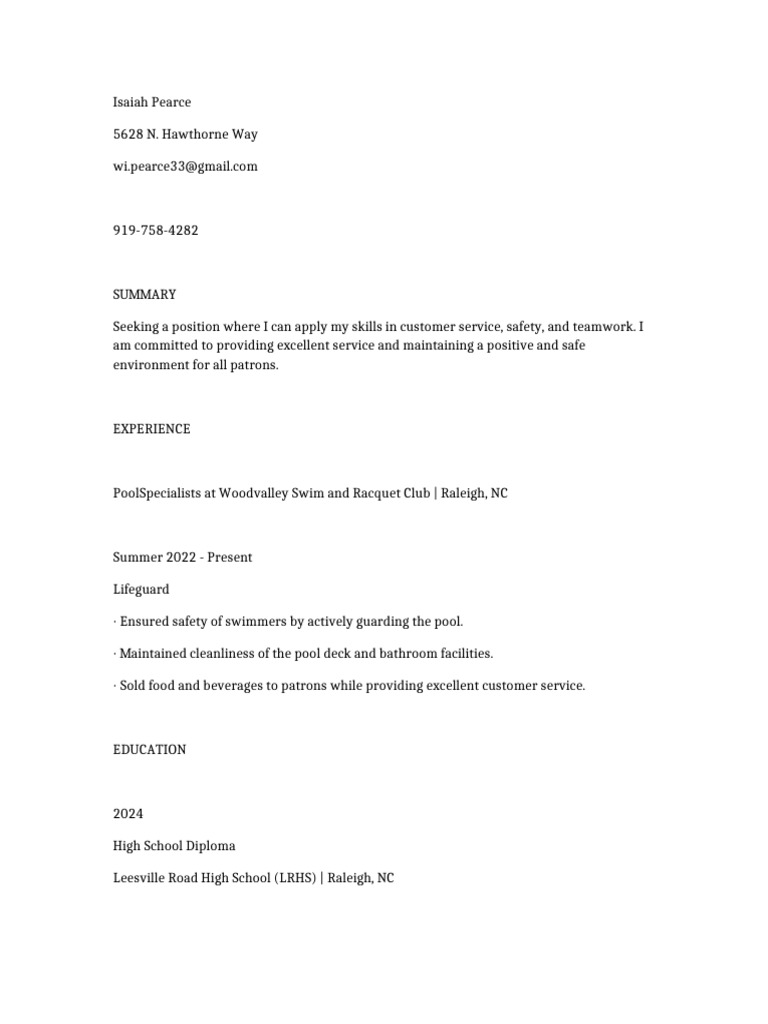 Isaiah Pearce Resume Formatted | PDF