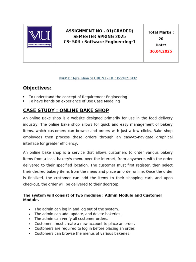 Spring 2025_CS504_1_BC240218432 | PDF | Point Of Sale | Use Case