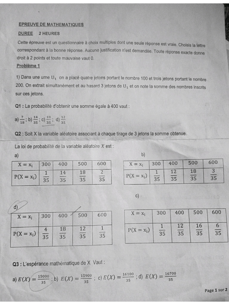 Maths Entree Eneam SES 2021 | PDF