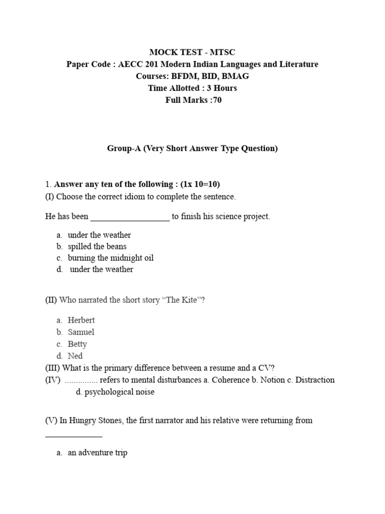 MTSC 2025 Mock Test Overview | PDF | Communication | Human Communication