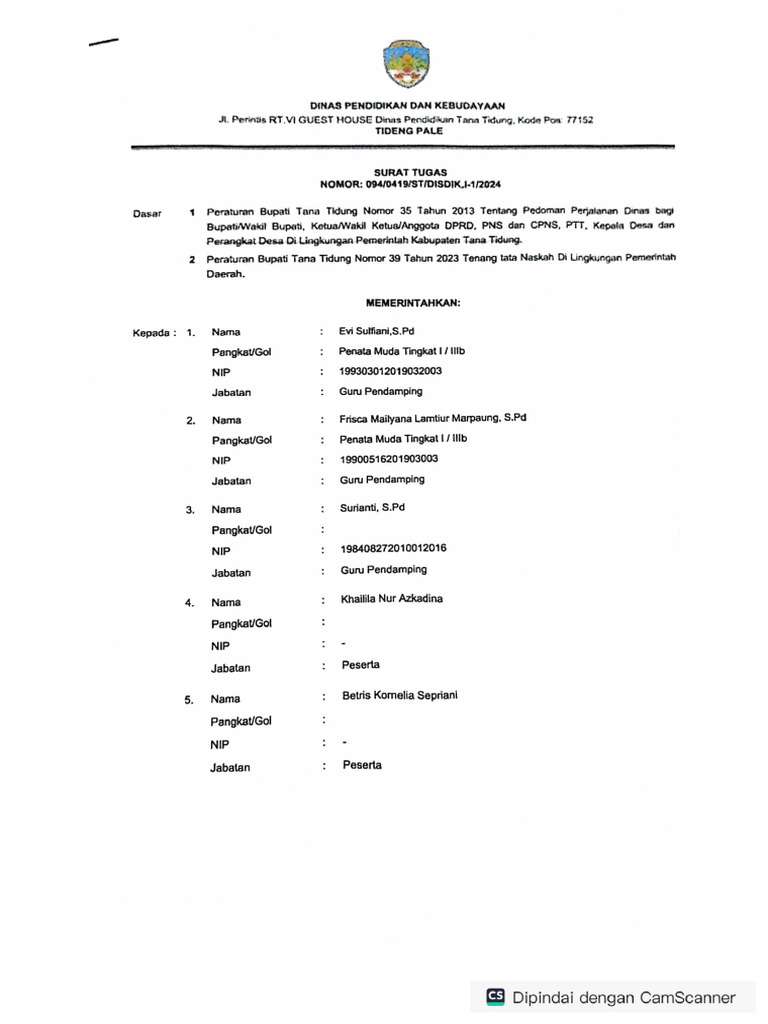 Surat Tugas Peserta LCCM | PDF