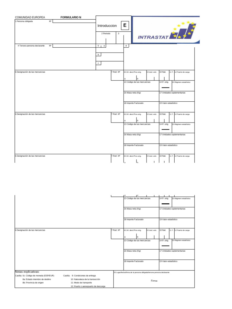 Intrastat Modelo Excel 5 | PDF
