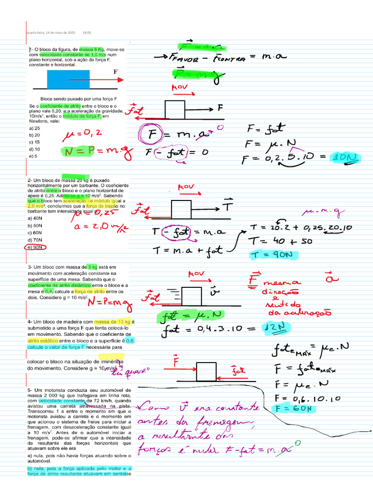 Cálculo de Força de Atrito Estático | PDF