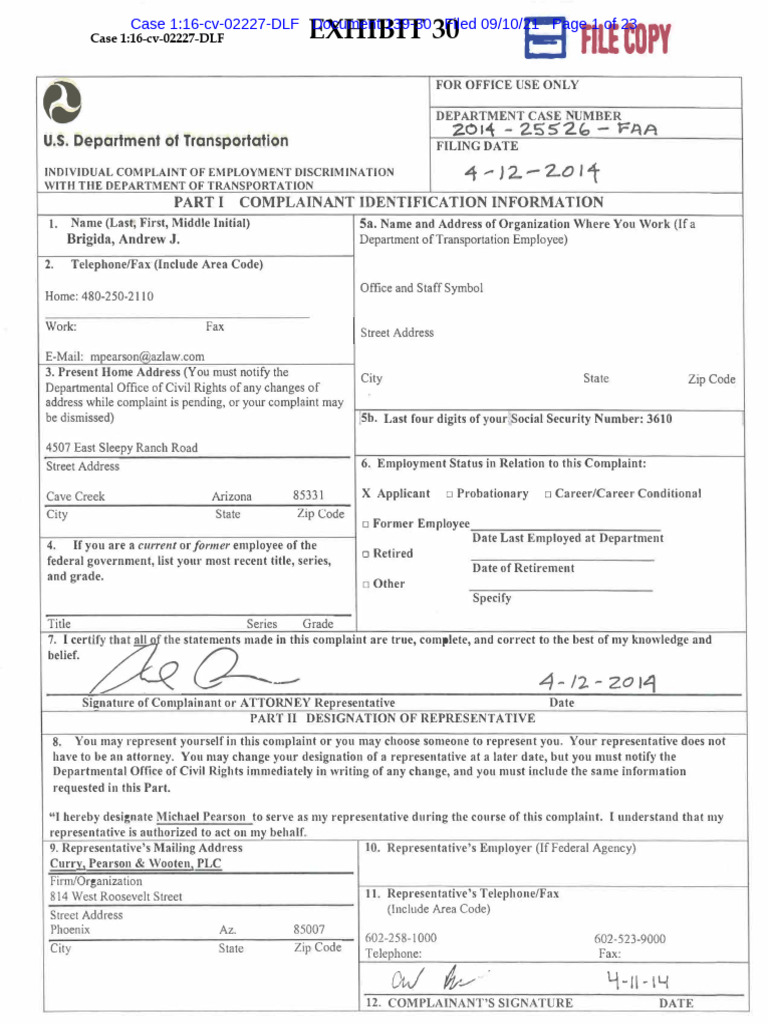 139-30 Individual Complaint of Employment Discrtmination With The ...