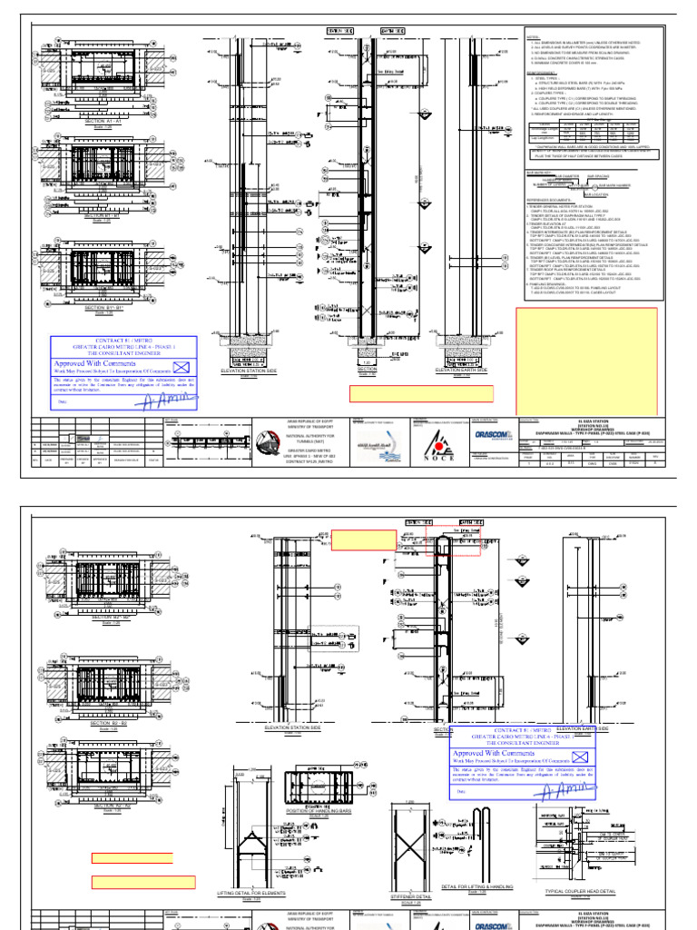 T-402-S13-DWG-CV06-01024-B - S13 - Diaphragm Wall - Reinforcement - Cage No (P-024) | PDF