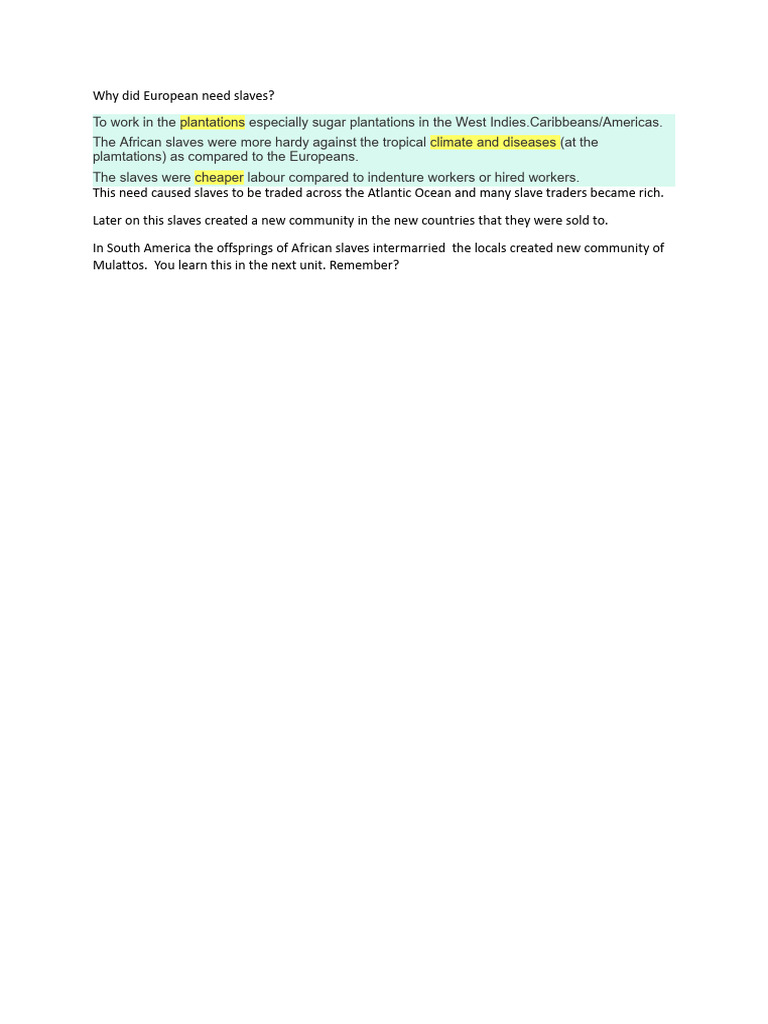 Why Europeans Needed Slaves | PDF