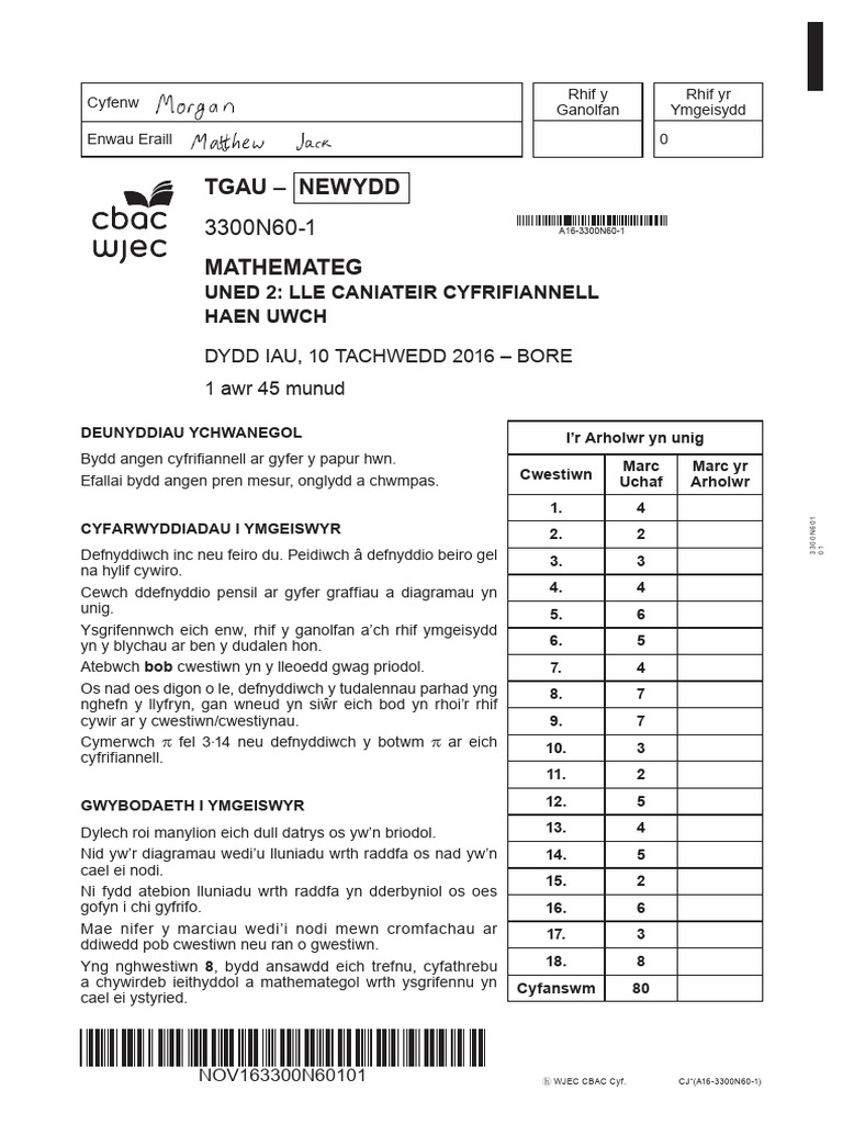 Tgau - Newydd Mathemateg: Uned 2: Lle Caniateir Cyfrifiannell Haen Uwch ...