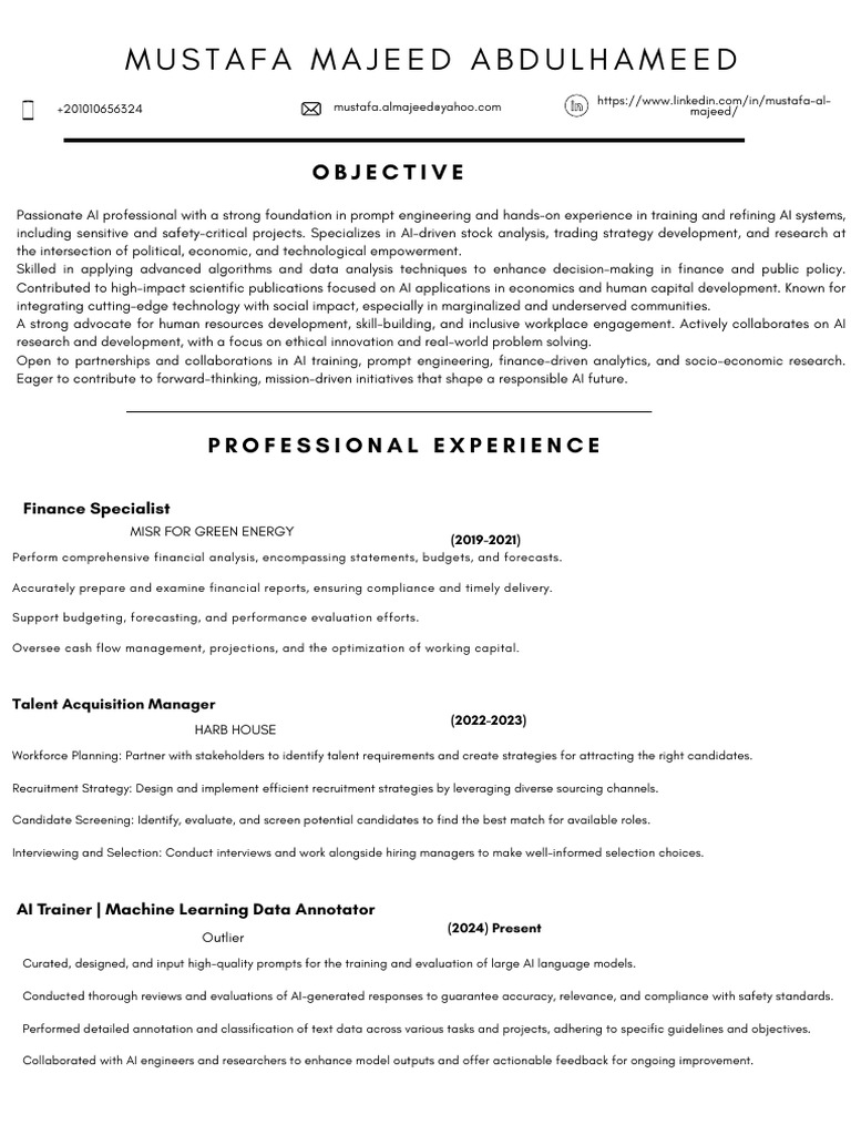 Mustafa Majeed Abdulhameed CV-1 | PDF | Artificial Intelligence | Intelligence (AI) & Semantics