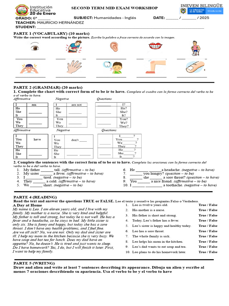 6TH GRADE 2ND TERM EXAM WORKSHOP | PDF | Linguistics
