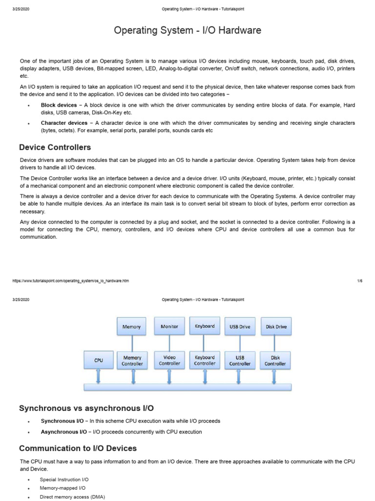 Operating System - I - O Hardware - Tutorialspoint | PDF | Input/Output ...