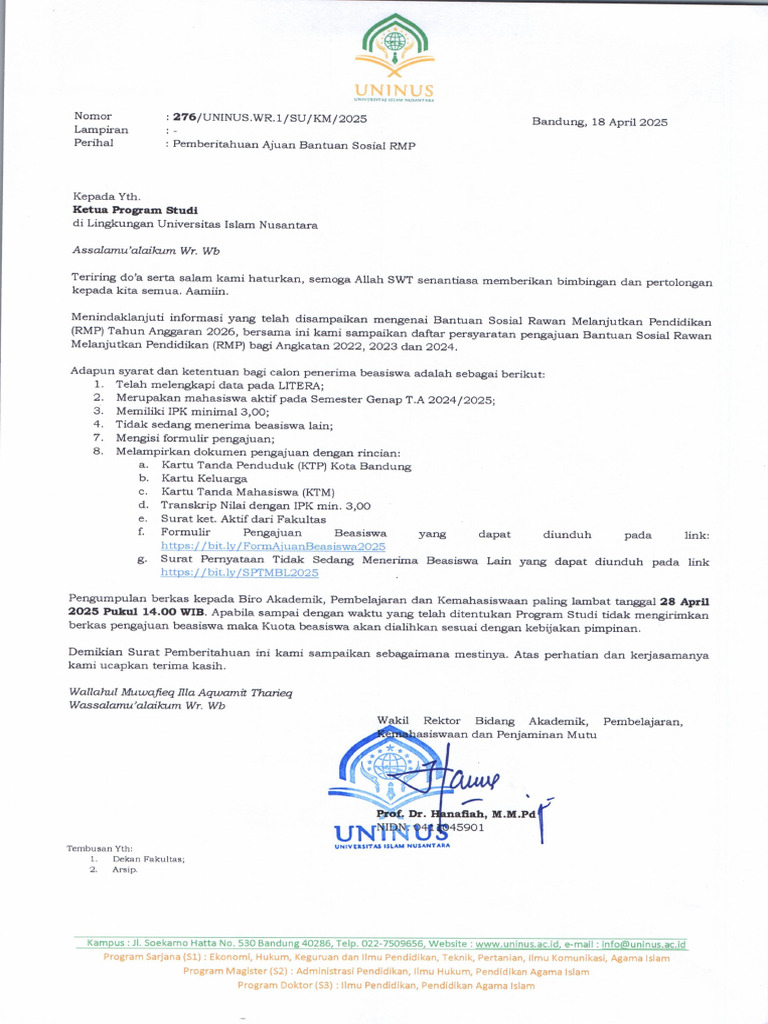 Pemberitahuan Ajuan Bantuan Sosial RMP | PDF