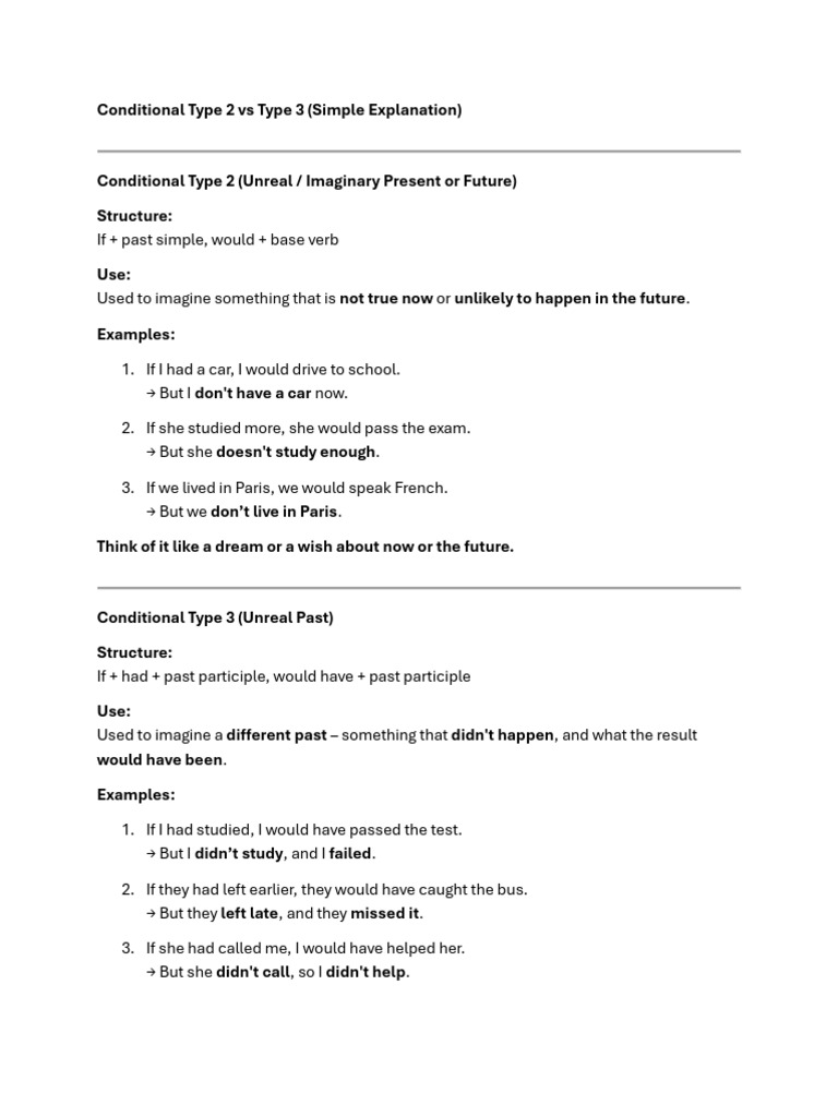 Conditional Type 2 Vs Type 3 | PDF