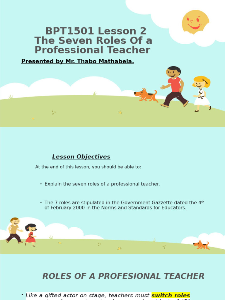 The Seven Roles of A Teacher - Lesson 2 Presentation | PDF | Educational Assessment | Learning