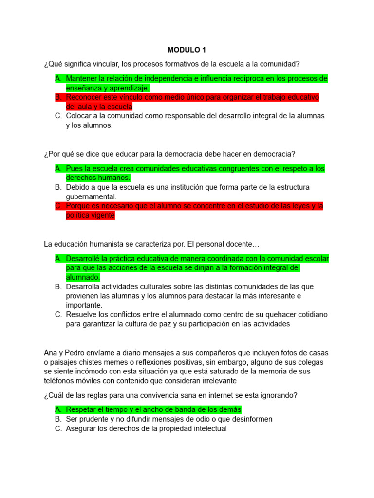 Modulo 1 Respuestas | PDF | Escuelas | Plan de estudios