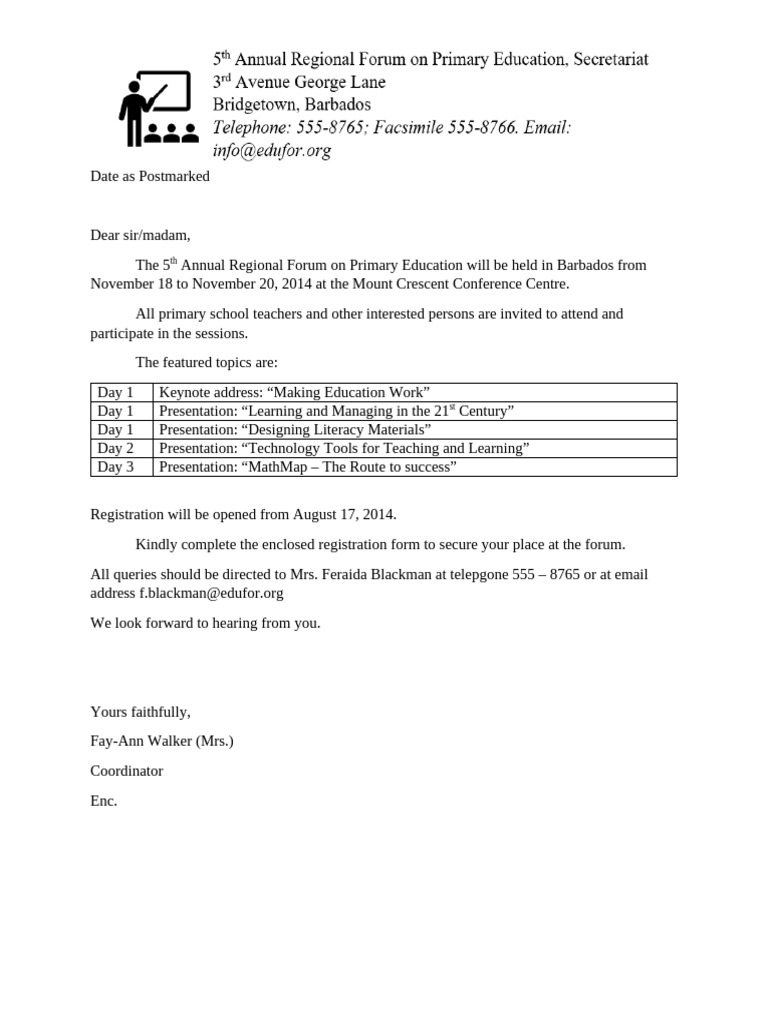 CSEC EDPM 2014 p2 - Question 4 (A) - Circular Letter | PDF