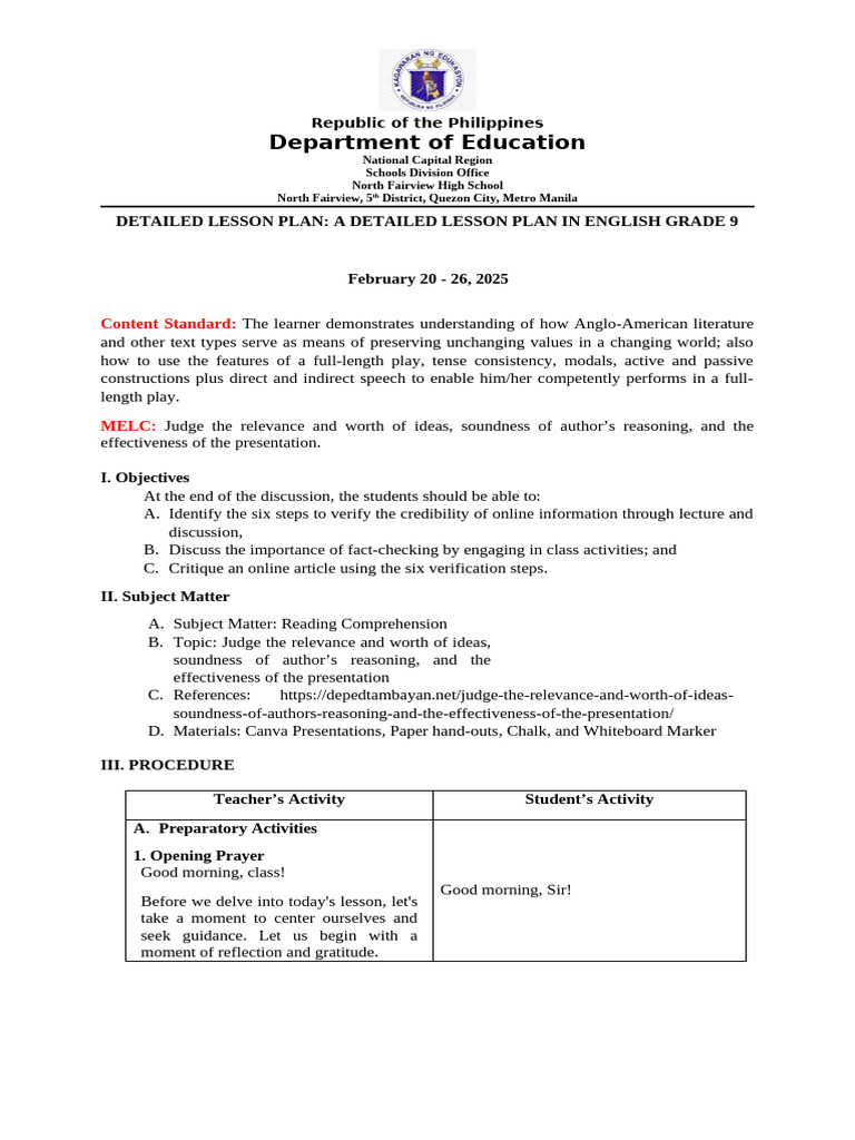 Feb 20-26 - Detailed Lesson Plan - RIVERO, LEO ARNEL N. | PDF | Earth's Magnetic Field | Lesson Plan