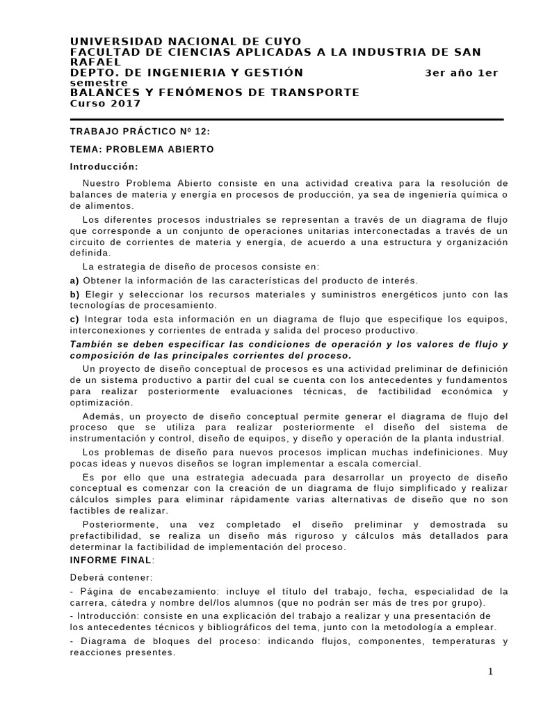 TP12 ByFT | PDF | Diseño | Ingeniería Química