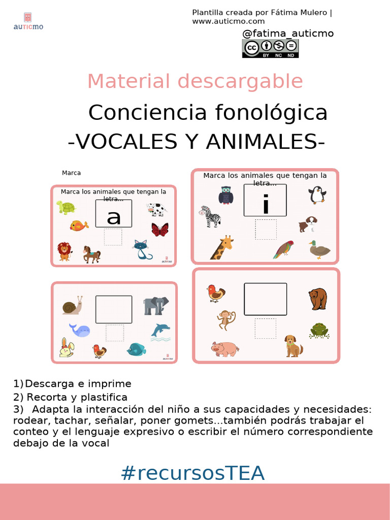 Conciencia-Fonológica Vocales Animales2 Auticmo-2 | PDF