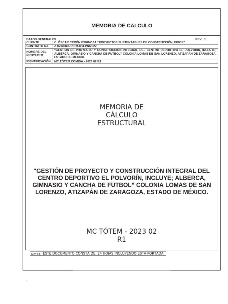 Totem Memoria de Calculo | PDF | Hormigón | Fundación (Ingeniería)