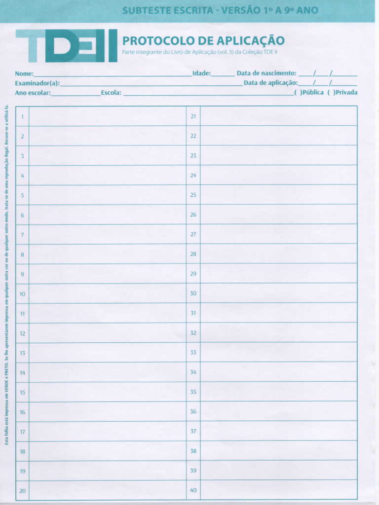 1. Protocolo Escrita - 1º a 9º | PDF