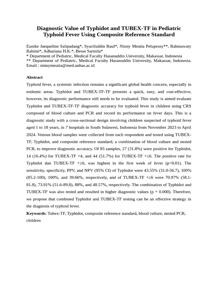 Abstrak Penelitian Typhidot-Tubex DR - Eunike | PDF