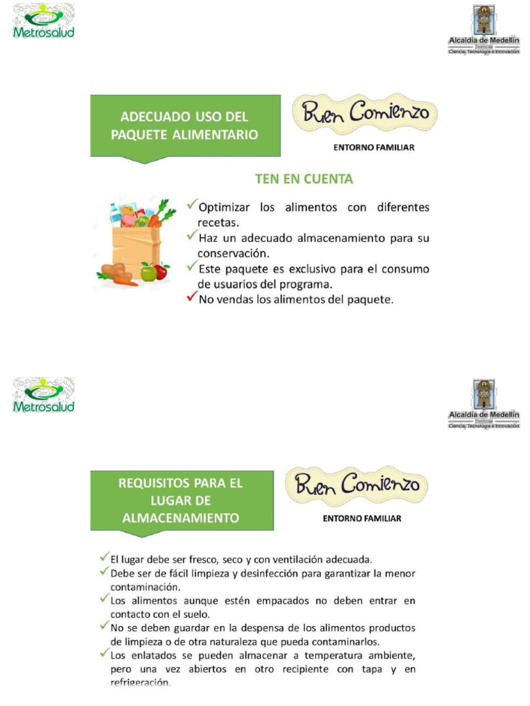 Uso Adecuado Del Paquete Alimentario | PDF