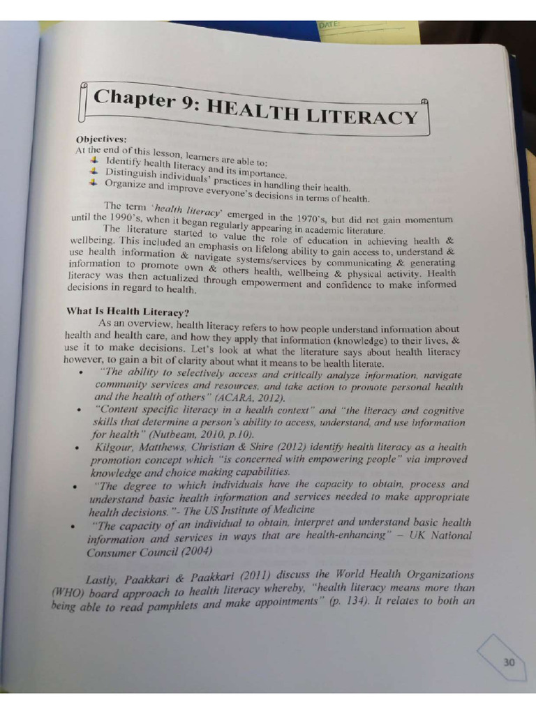 (BENL) Chapter 9 - Health Literacy | PDF