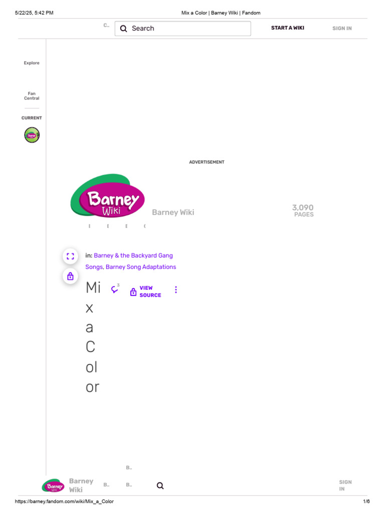 Barney's "Mix a Color" Song Overview | PDF