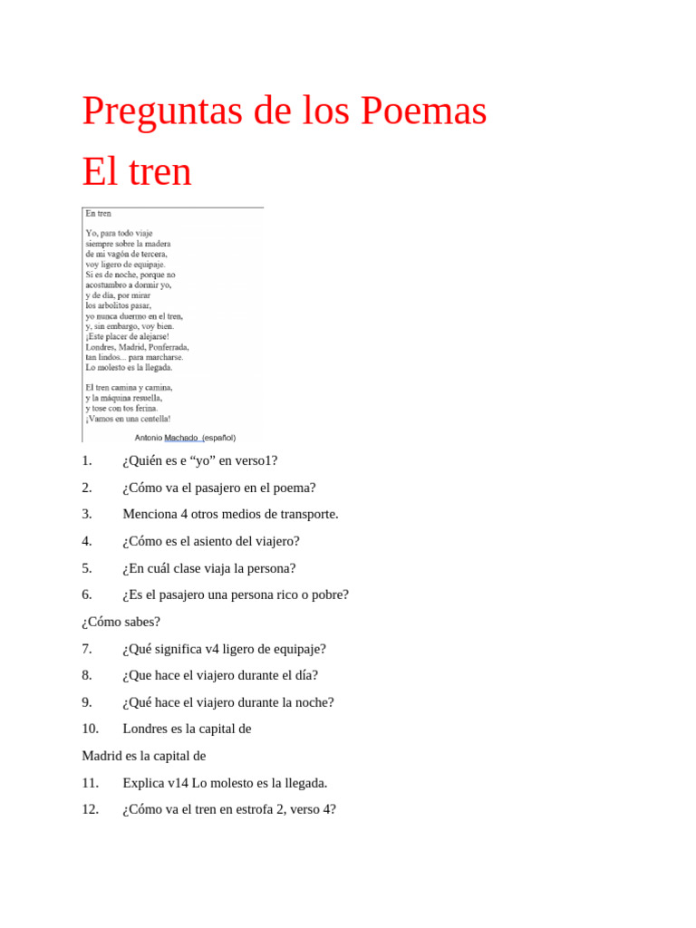 Preguntas Y Los Poemas | PDF